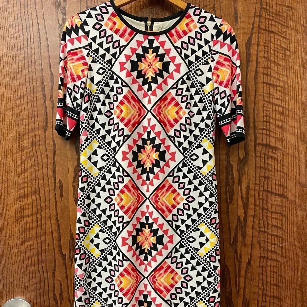 Eliza J | Dresses | Eliza J Black And Pink Geometric Tribal Print Mini ...